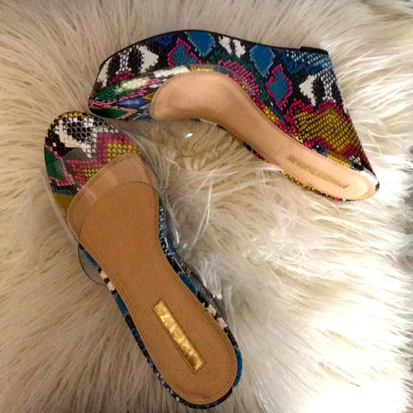 Liliana | Shoes | Multi Colored Snake Print Wedge Heel | Poshmark